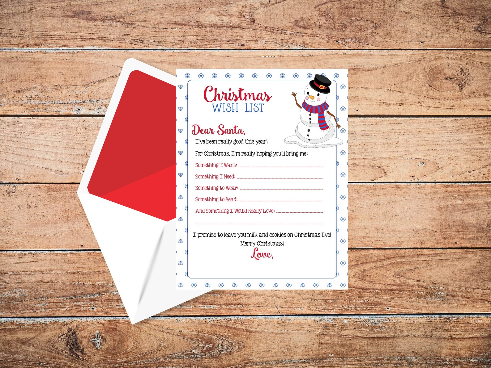 Printable Christmas Wish List, Dear Santa Letter, Letter to Santa ...