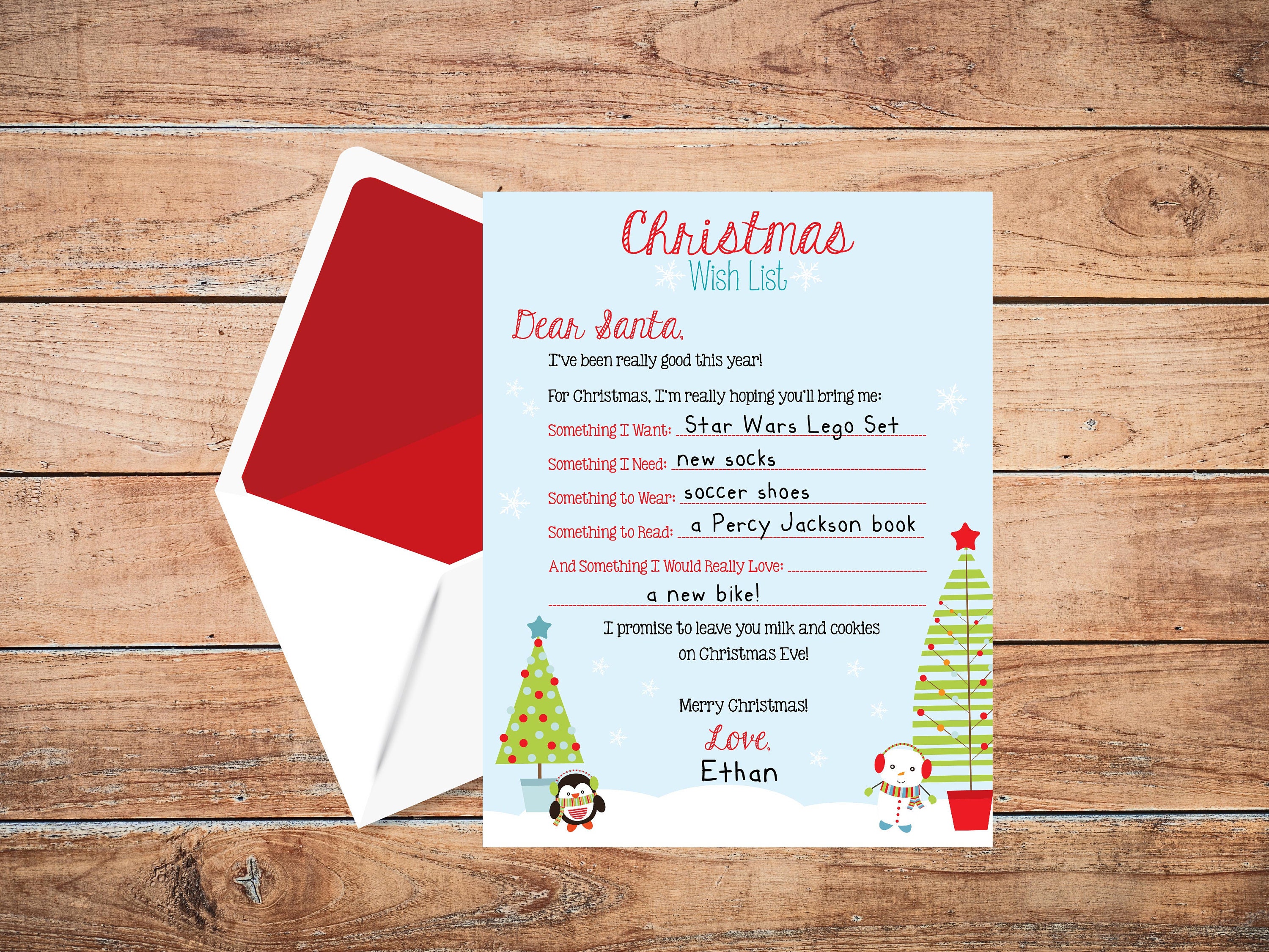 Printable Christmas Wish List Dear Santa Letter Letter to - Etsy