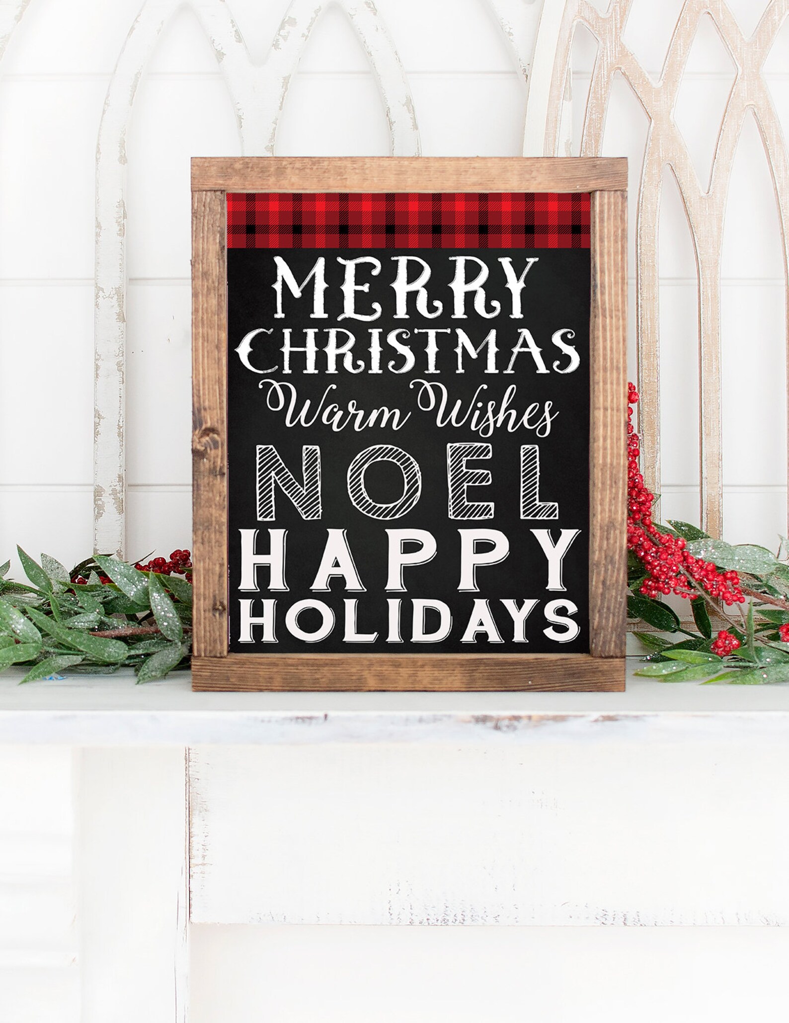 Merry Christmas Sign Printable Chalkboard Decor Rustic - Etsy