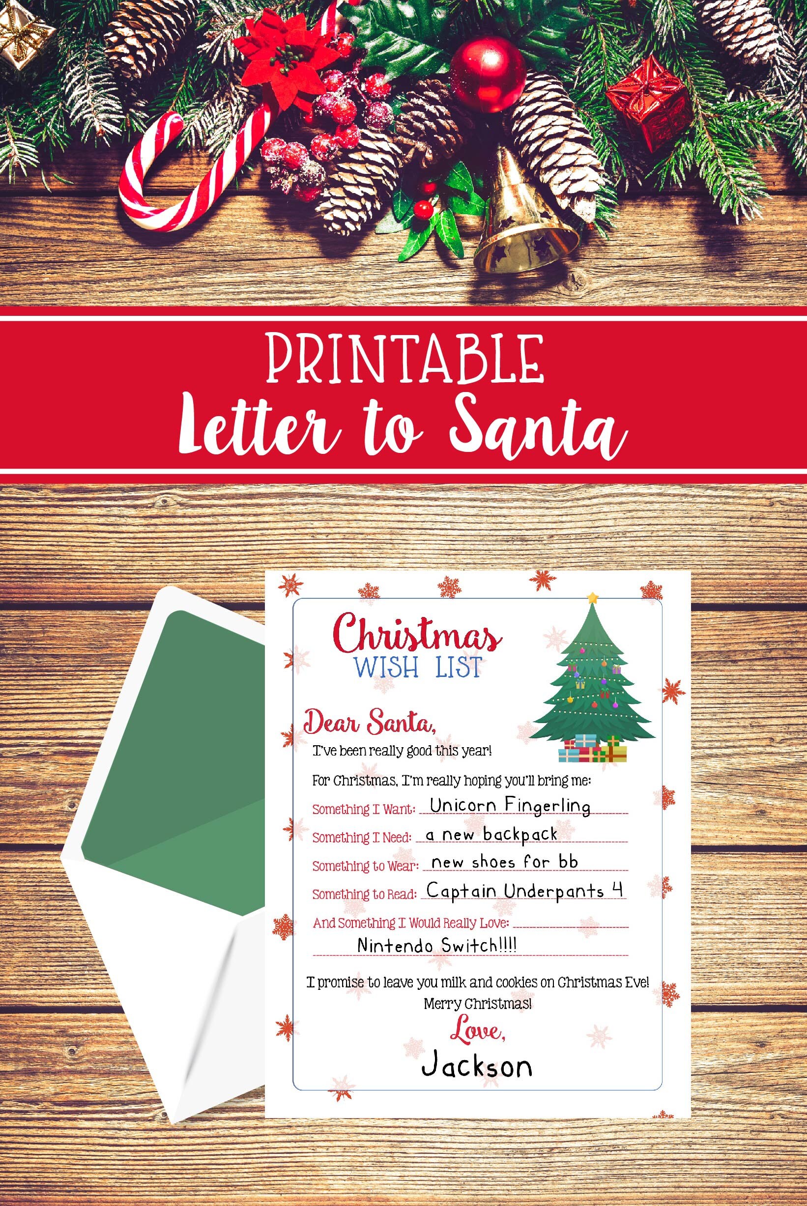 Printable Christmas Wish List, Dear Santa Letter, Letter to Santa ...