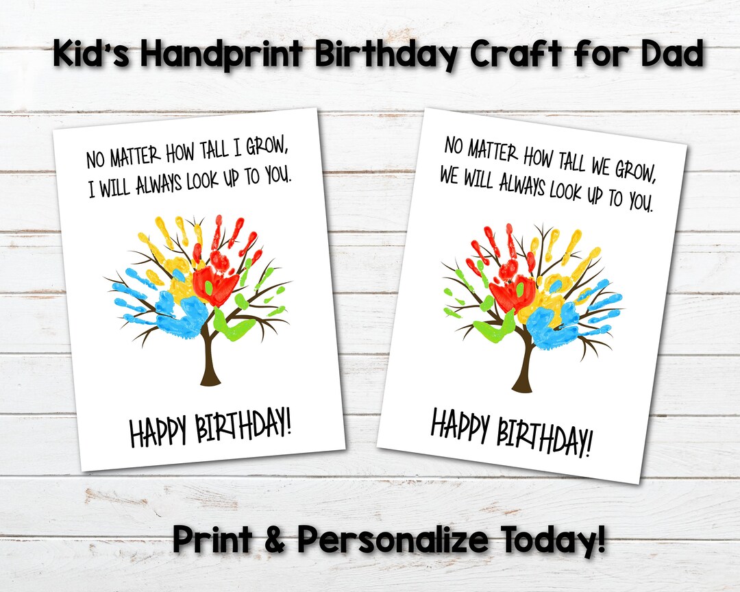 Dad's Birthday Handprint Gift, No Matter How Tall I Grow, Father's ...