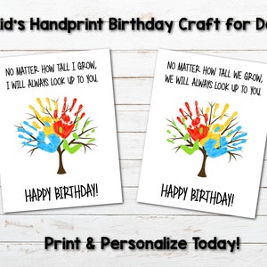 Dad's Birthday Handprint Gift, No Matter How Tall I Grow, Father's ...