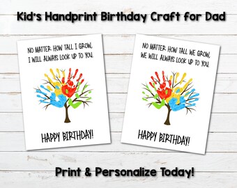 Editable Handprint Gift for Dad No Matter How Tall I Grow | Etsy