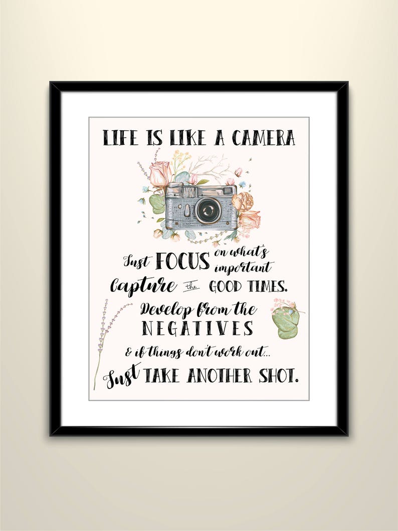 Life is Like a Camera Quote Camera Gift for Photographer DIGITAL FILE ...