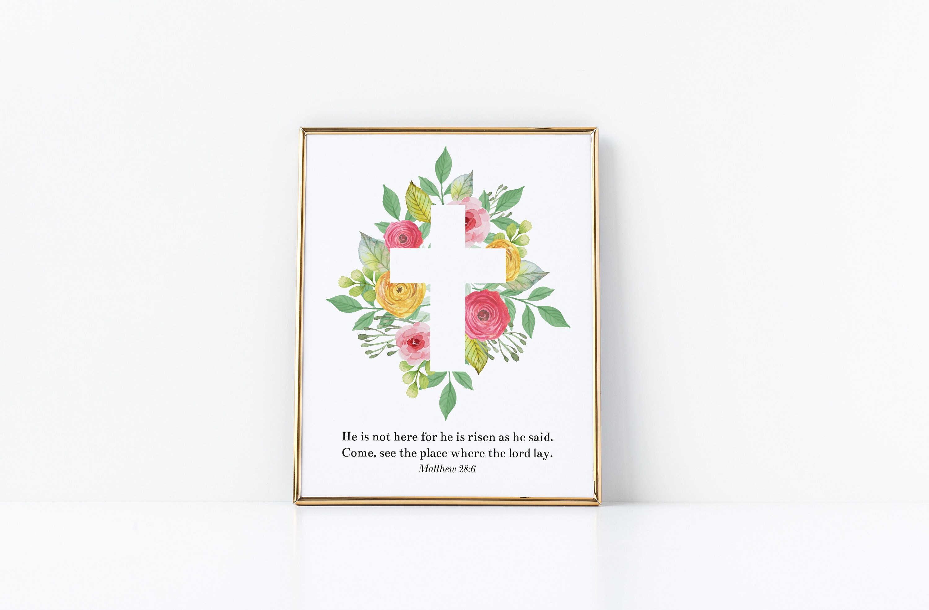 He is Risen Easter Printable Matthew 28:6 Bible Verse Art - Etsy