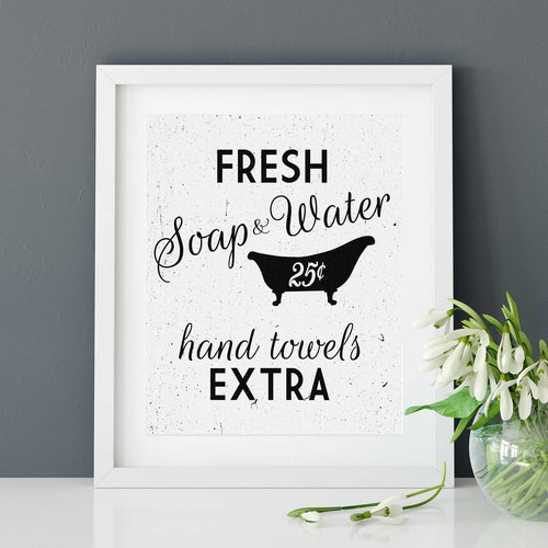 Bathroom Sign Fresh Soap & Water Printable Bathroom Decor - Etsy