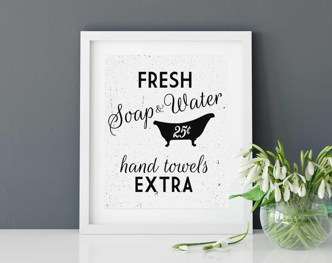 Bathroom Sign Fresh Soap & Water Printable Bathroom Decor Print Powder ...
