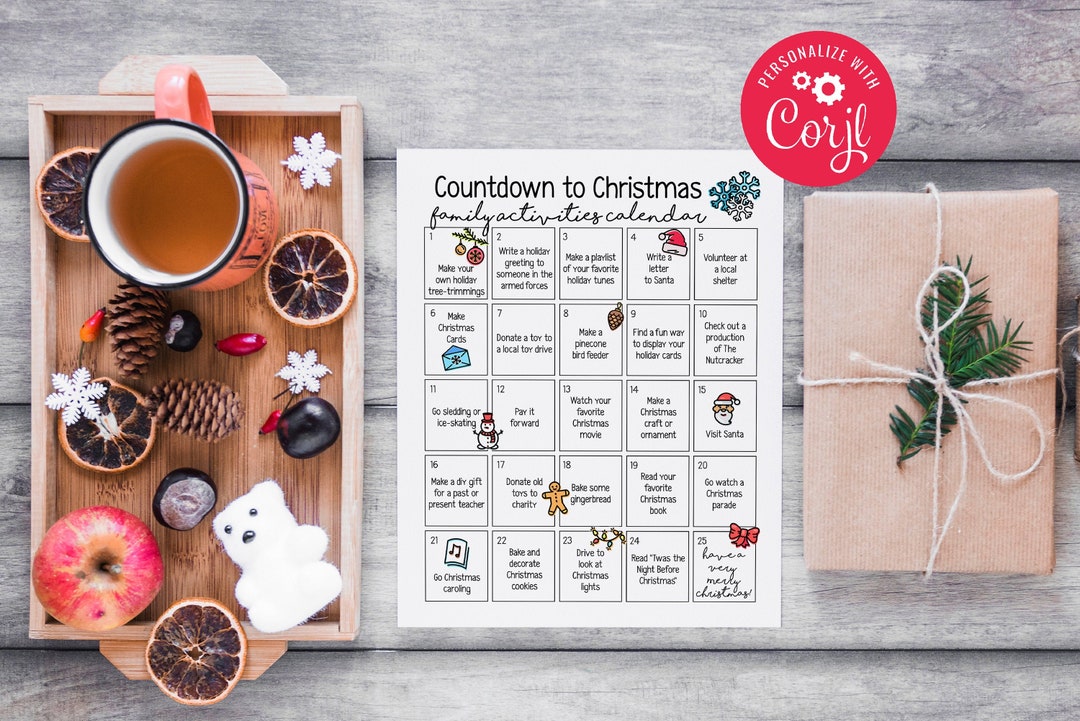 Editable Christmas Activities Calendar for Families Printable, Kids ...