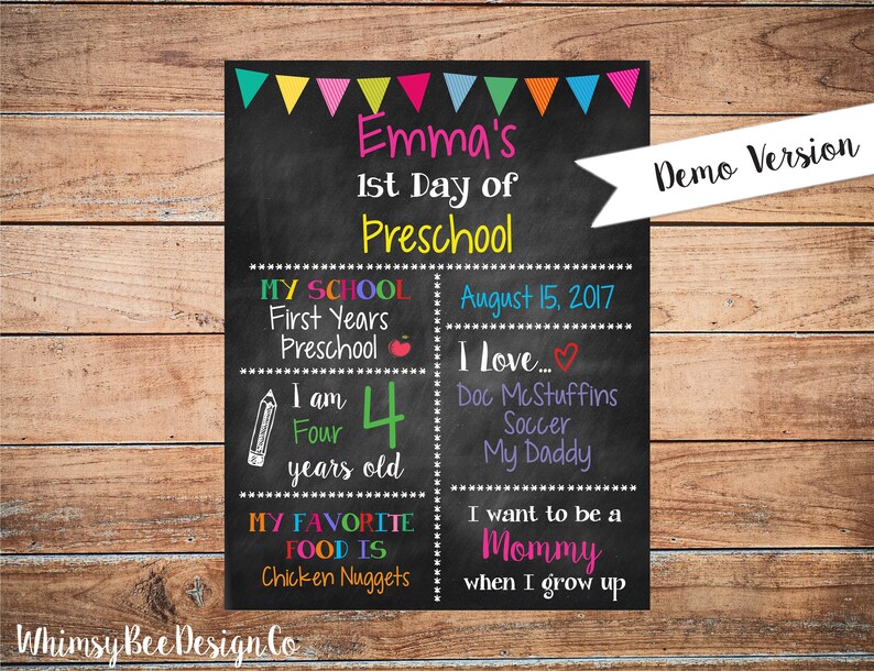 First Day of School Reusable Chalkboard Printable Sign for Girls Back ...