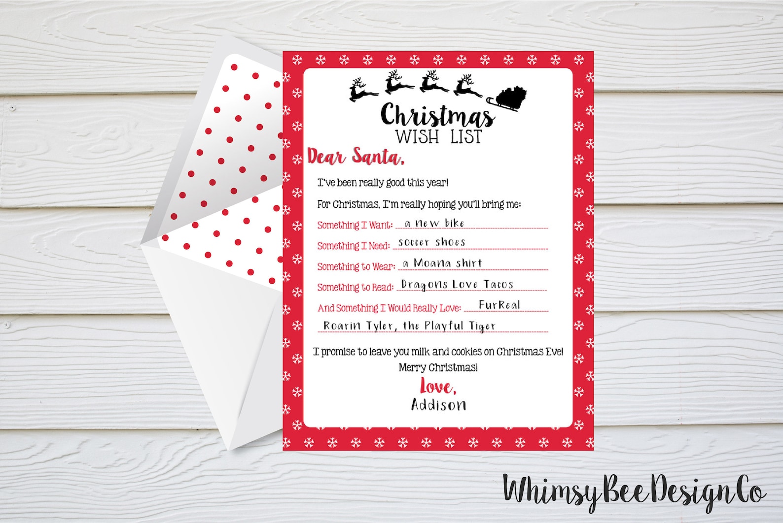 Printable Christmas Wish List Dear Santa Letter Letter to - Etsy