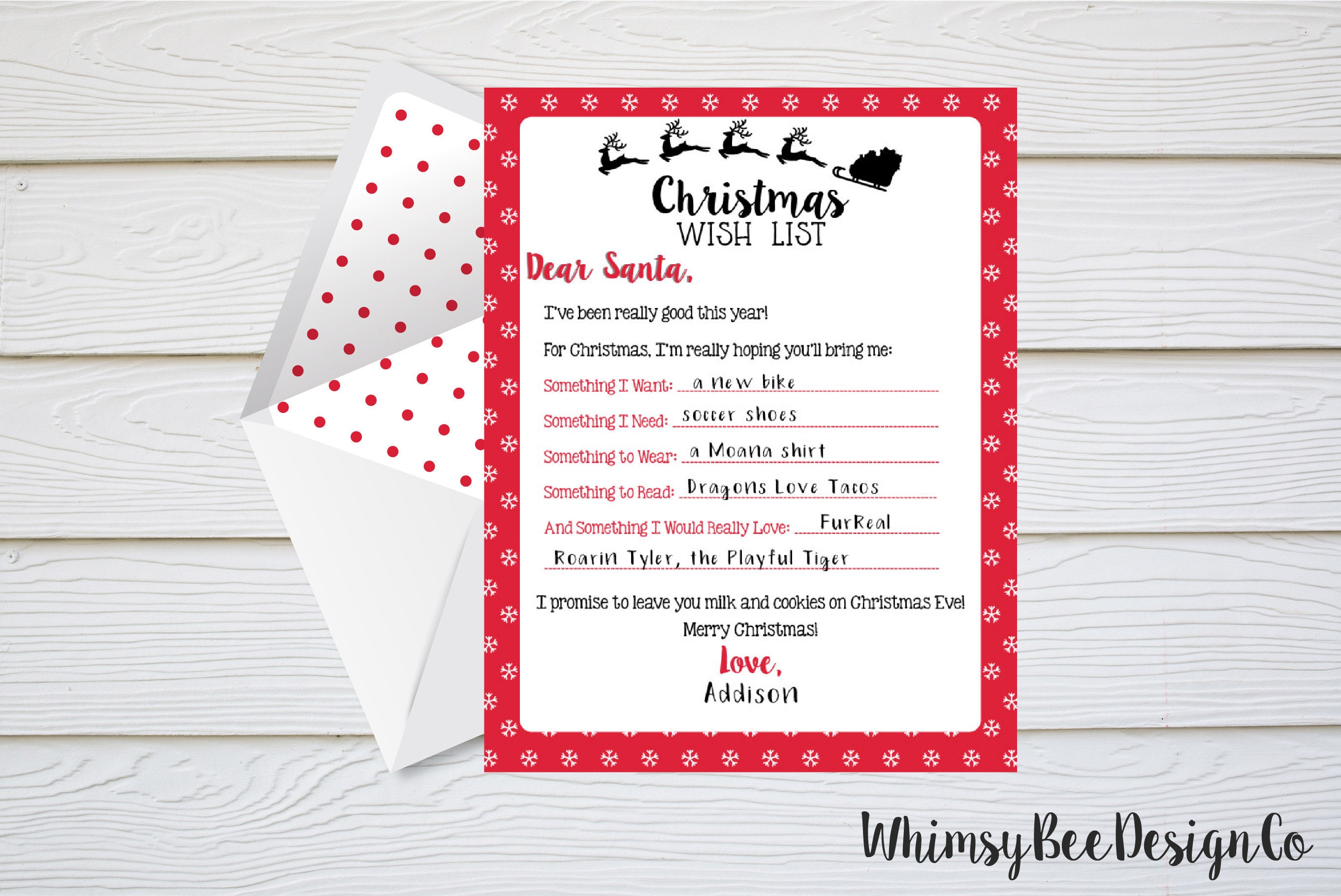 Printable Christmas Wish List Dear Santa Letter Letter to - Etsy