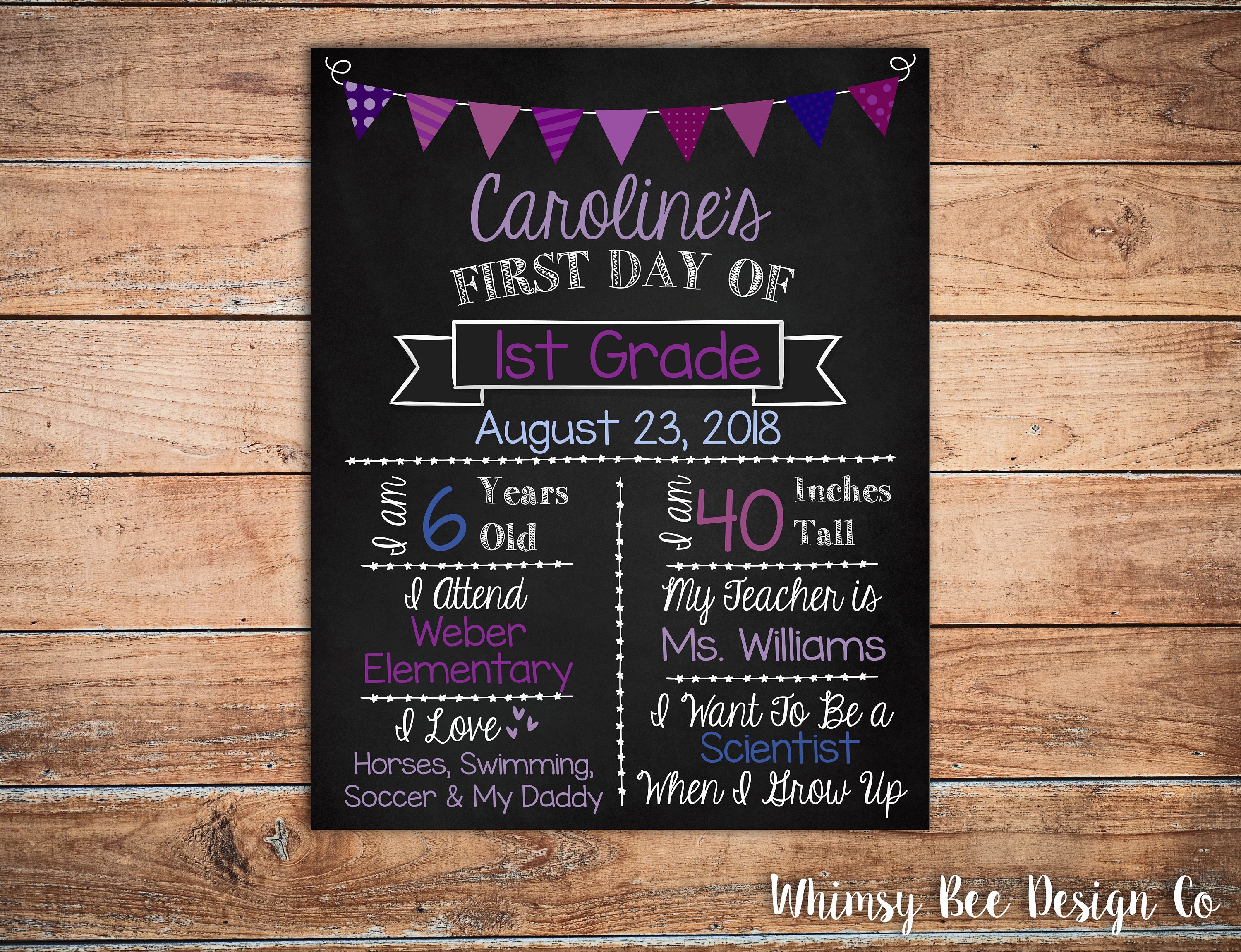 First Day of School Reusable Chalkboard Printable Sign Back to School ...