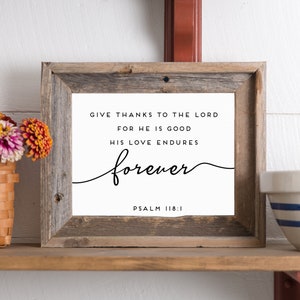 Give Thanks to the Lord Sign, Psalm 118:1 Printable Art, Bible Verse ...
