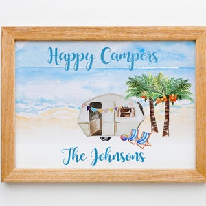 Editable Camper Printable, Happy Campers, Last Name Sign, Beach, Custom ...