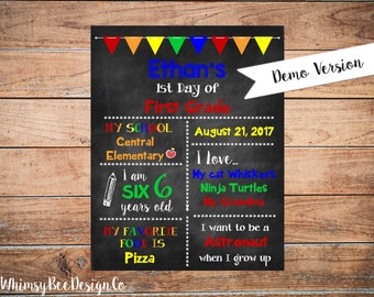 First Day of School Reusable Chalkboard Printable Sign Back to School ...