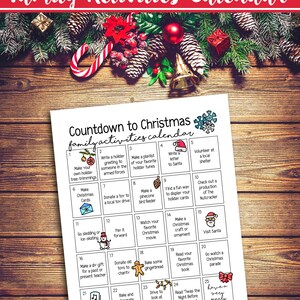 Christmas Activities Calendar for Families Printable, Kids Advent ...