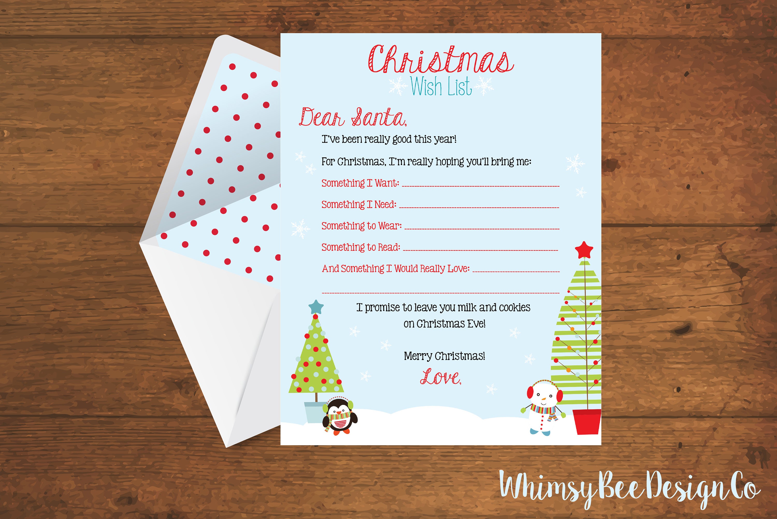 Printable Christmas Wish List Dear Santa Letter Letter to - Etsy