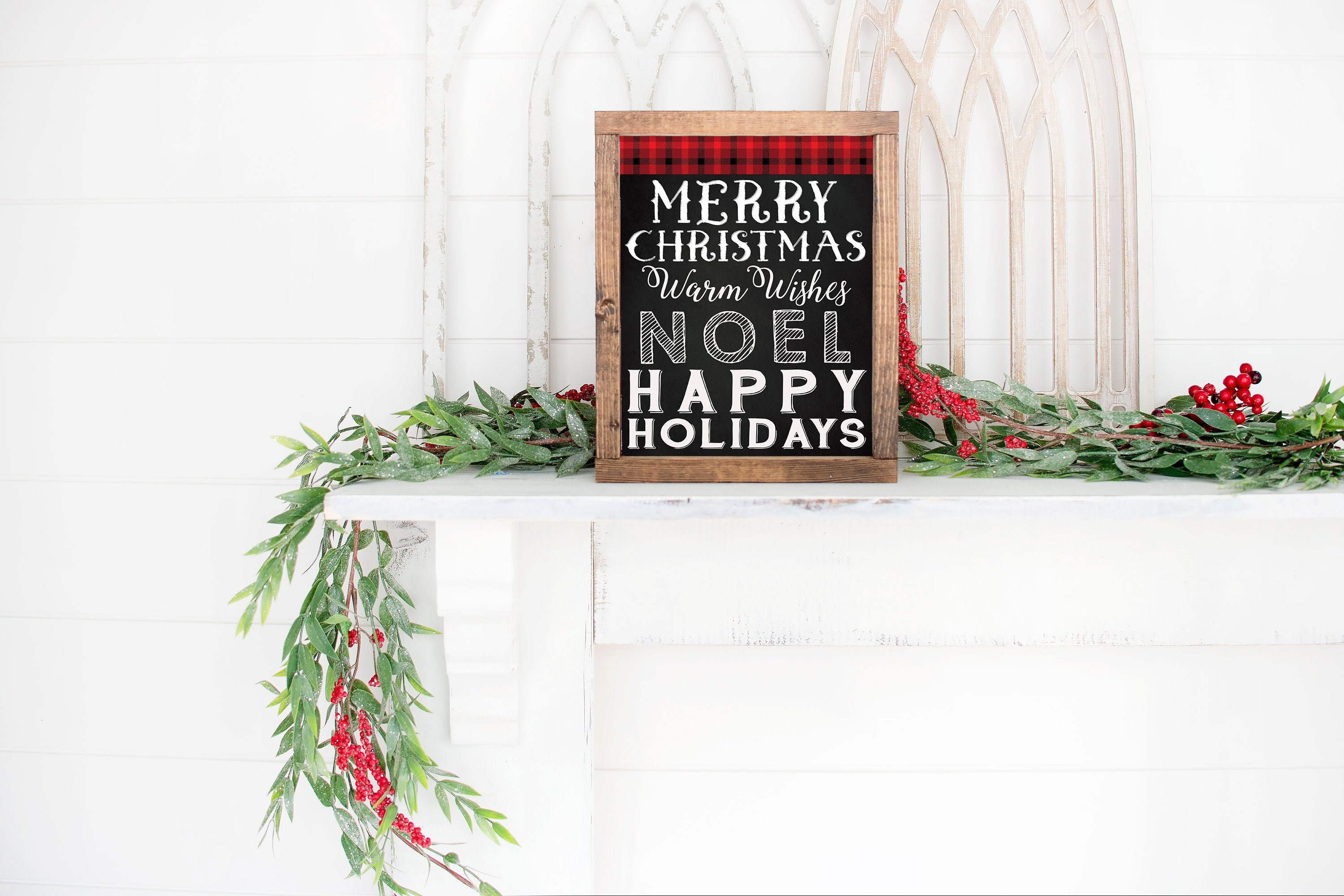 Merry Christmas Sign Printable Chalkboard Decor Rustic - Etsy