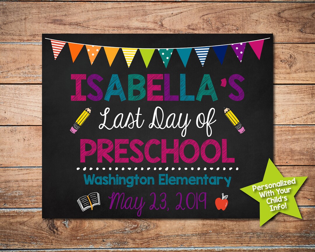 Last Day of School Printable Sign for Girls, Any Grade, End of School ...