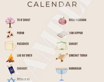 Jewish Calendar Magnet, Jewish American Calendar Magnet, Jewish Holiday ...