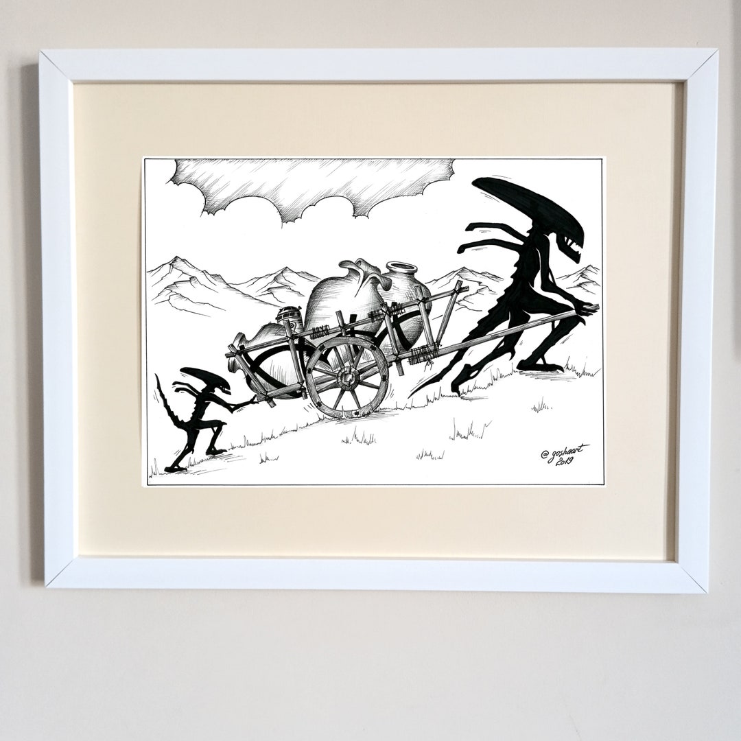 Drawing A4 "aliens Stealing Kvevri" - Etsy