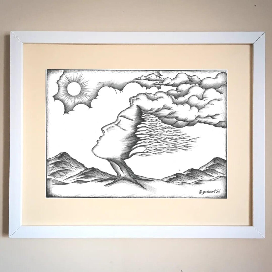 Drawing A4 "windy Face" - Etsy