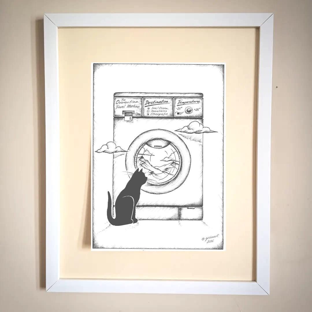 Drawing A4 "the Quarantine Travel Machine" - Etsy