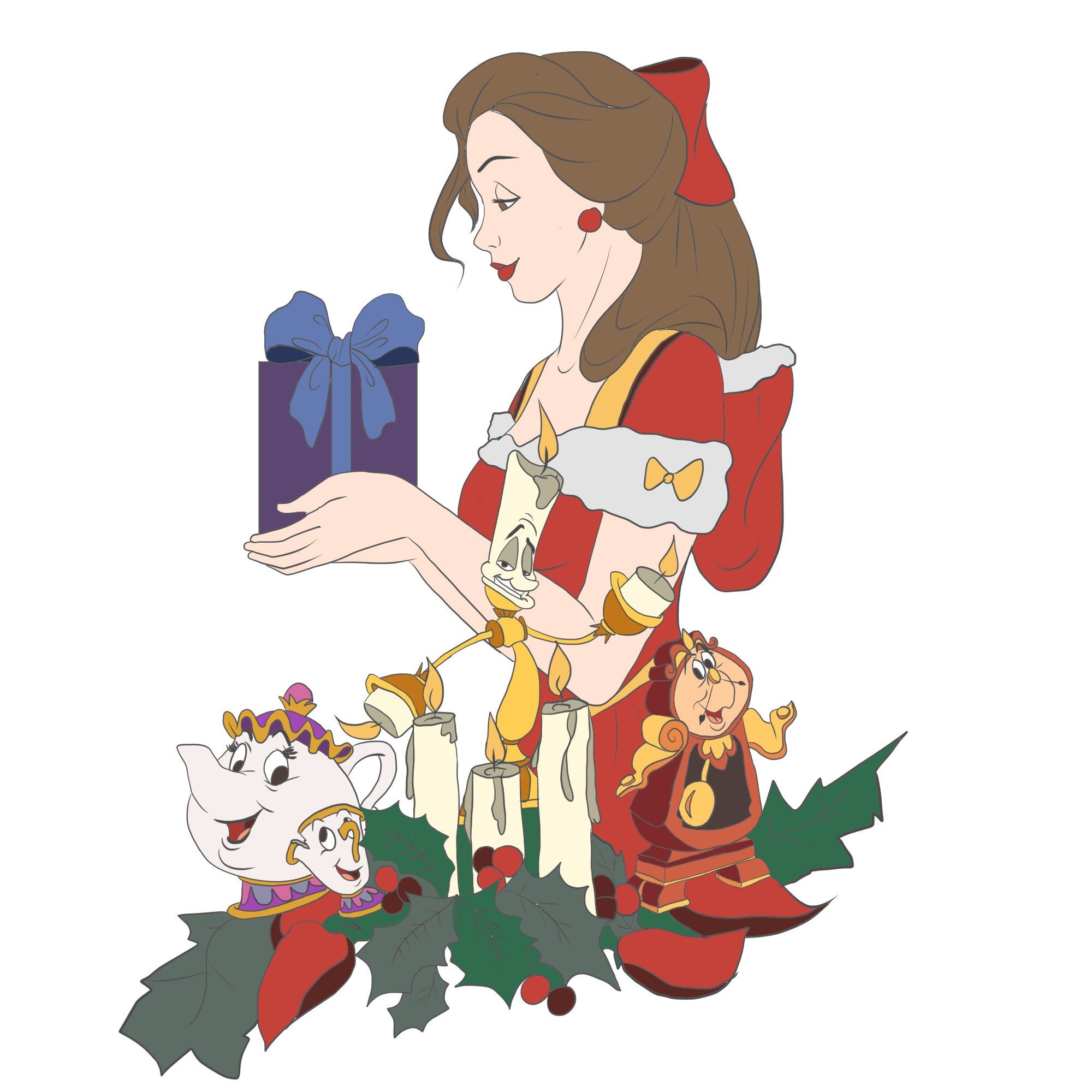 Christmas Belle Beauty and the Beast Disney Fantasy Pin - Etsy