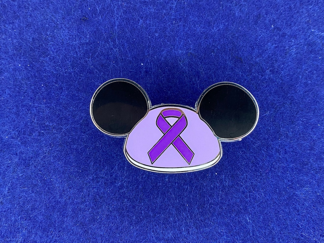 Mickey Ears Disney Fantasy CANCER or ABUSE Purple Ribbon Awareness Pin ...