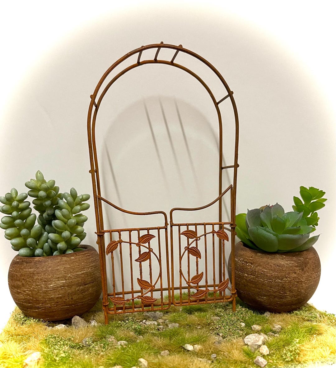 1063 Enchanted Fairy Garden Swing Fence With Arch Miniature Rustic ...