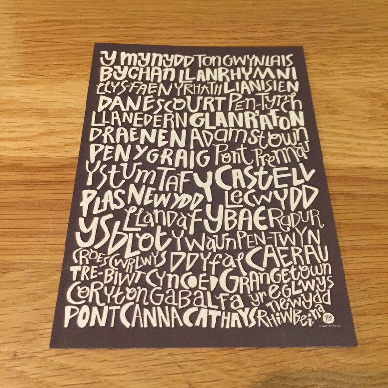 Cerdyn Post A6 Cymraeg Enwau Llefydd Caerdydd A6 Welsh Post - Etsy UK