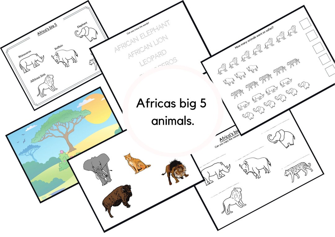 Africa's Big 5 Animals, Homeschool Activities. Preschool Learning PDF ...