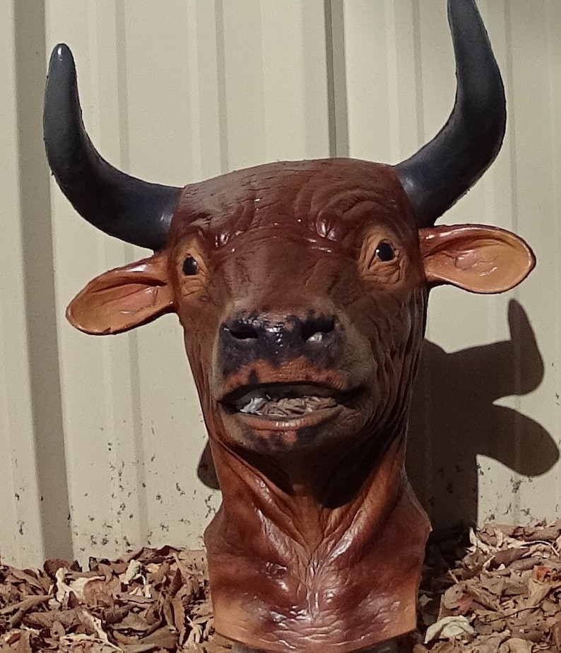 Minotaur Painted Latex Mask- Halloween, LARP - Etsy UK