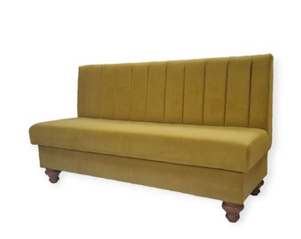 Vintage Leather Modular Fluted Banquette Fitted Bench Booth Seating ...
