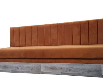 Pesto Green Velvet Modular Fluted Banquette Fitted Bench Booth Seating ...