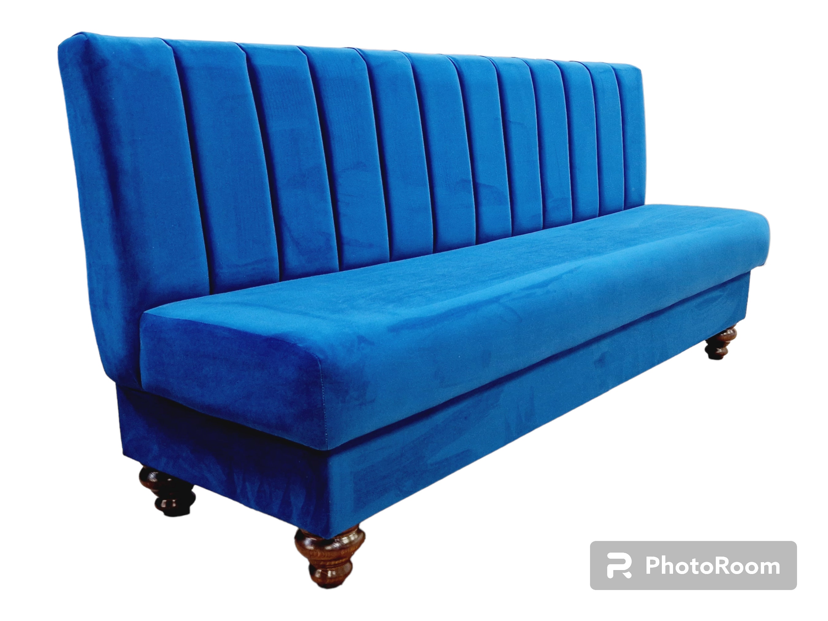 Blue Velvet Modular Fluted Banquette Fitted Bench Booth Seating - Cafe ...