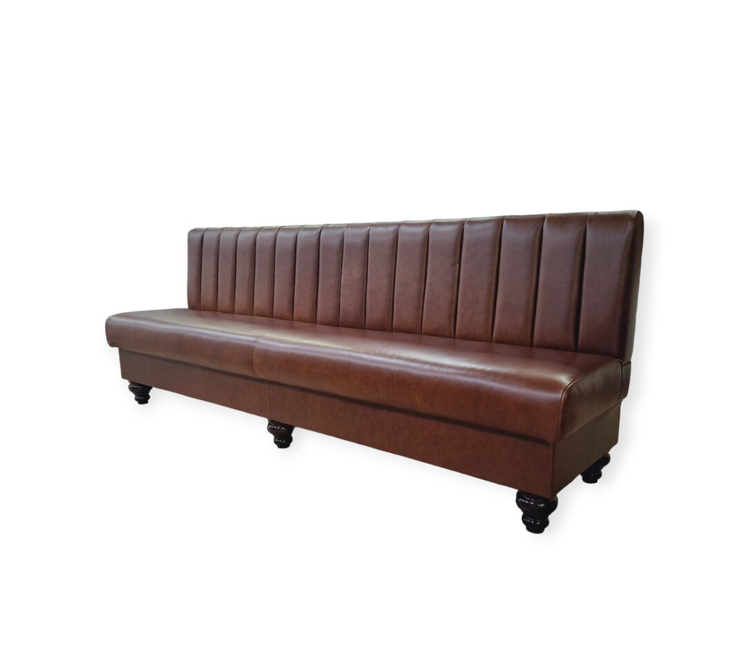 Vintage Leather Modular Fluted Banquette Fitted Bench Booth Seating ...