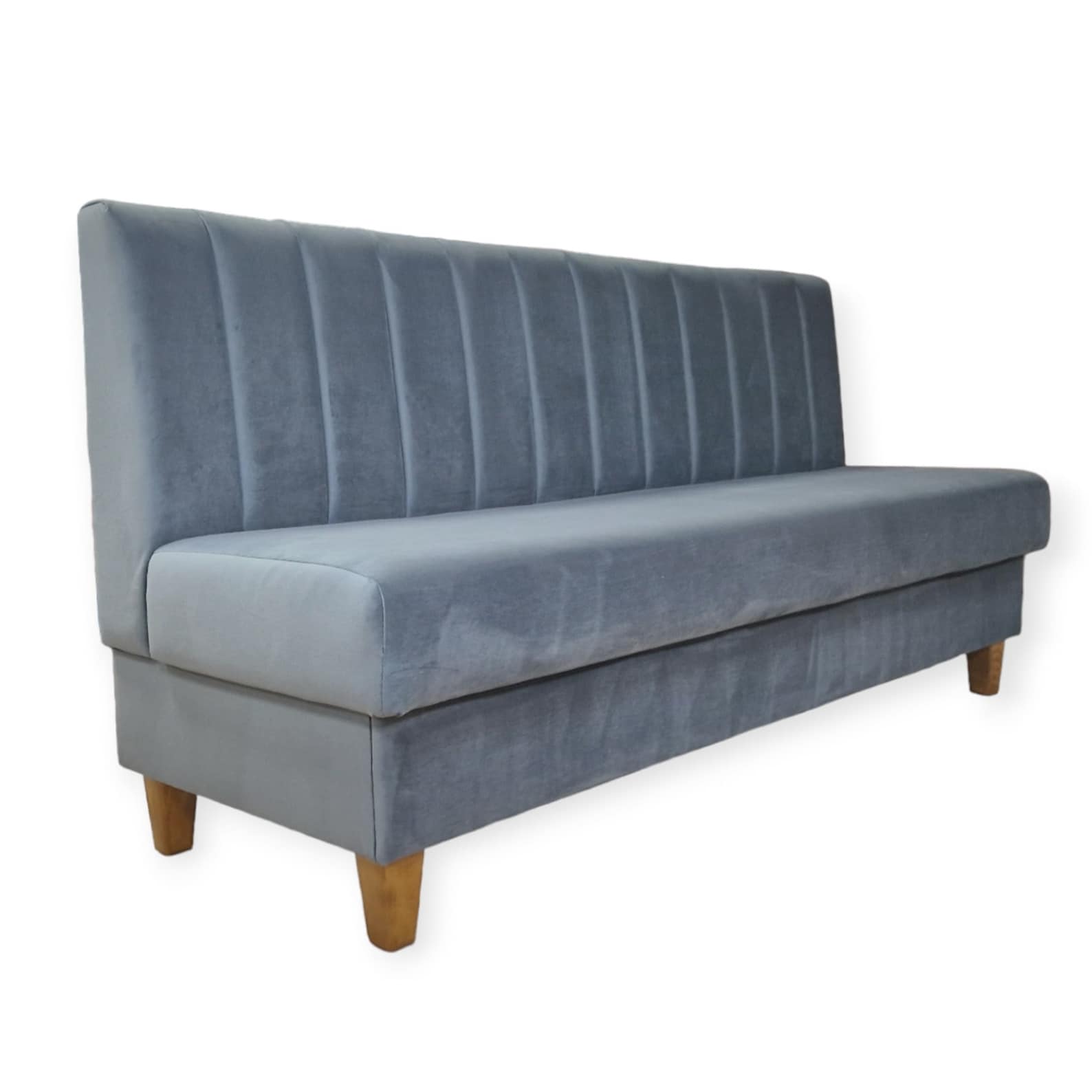 Steel Grey Velvet Modular Fluted Banquette Fitted Bench Booth Seating ...