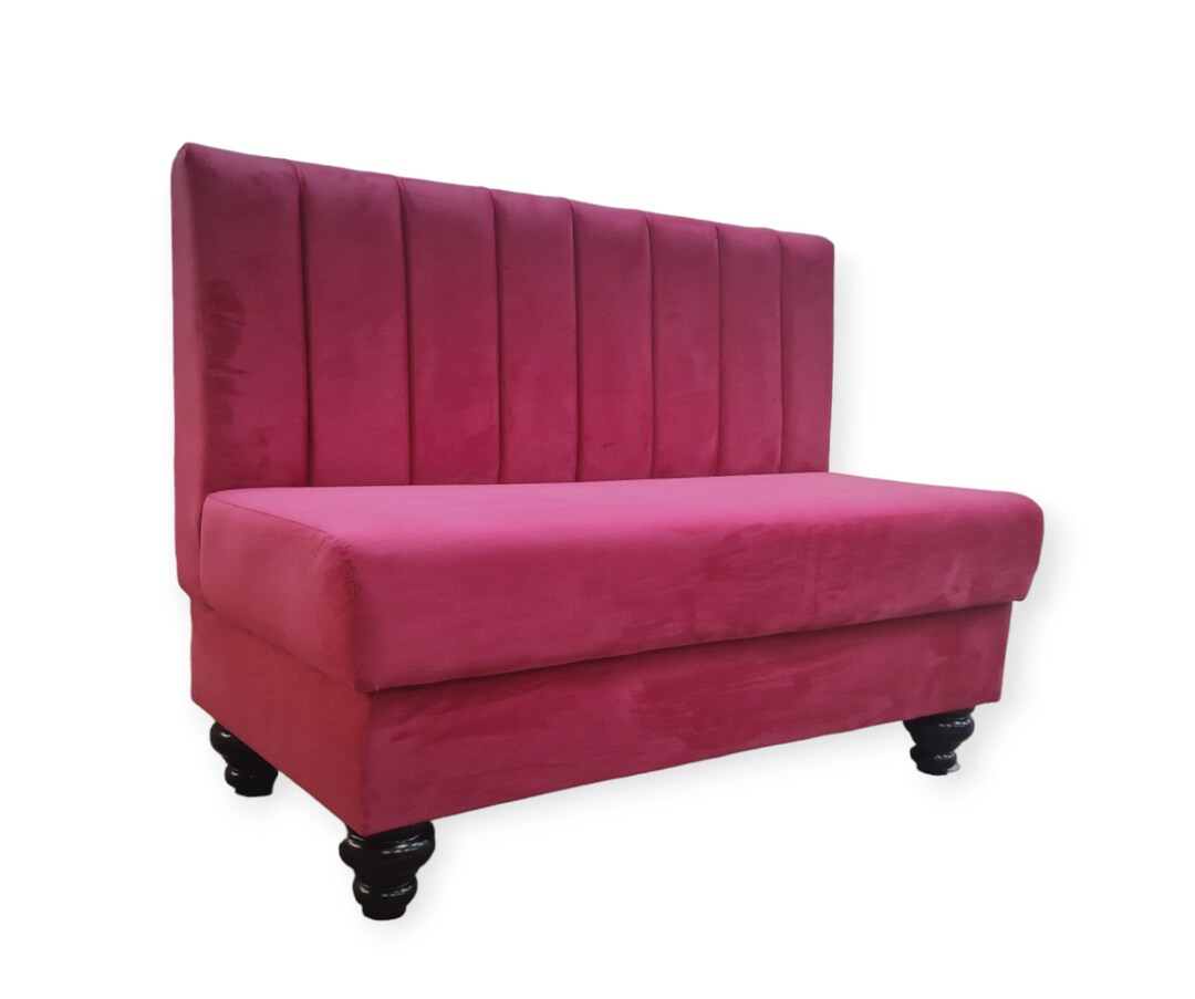 Bright Pink Velvet Modular Fluted Banquette Fitted Bench Booth Seating ...