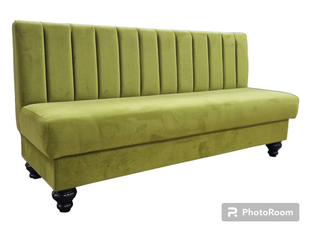 Pesto Green Velvet Modular Fluted Banquette Fitted Bench Booth Seating ...