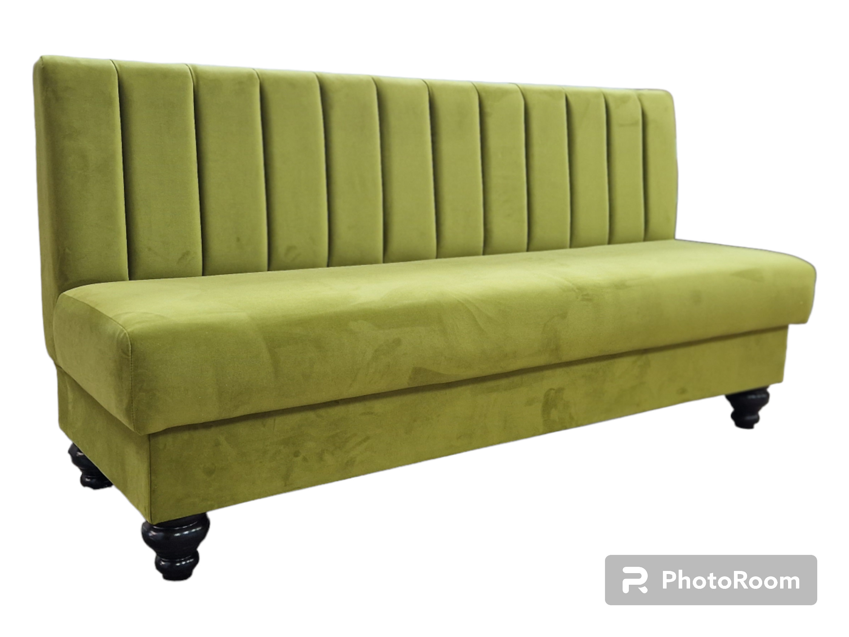 Pesto Green Velvet Modular Fluted Banquette Fitted Bench Booth Seating ...