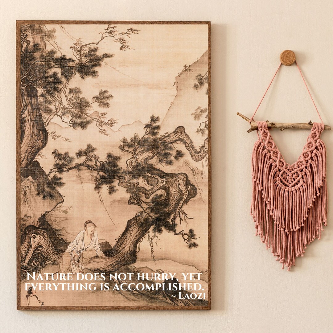 Digital Download: Laozi Quote & Taoist Painting, Tao Te Ching ...
