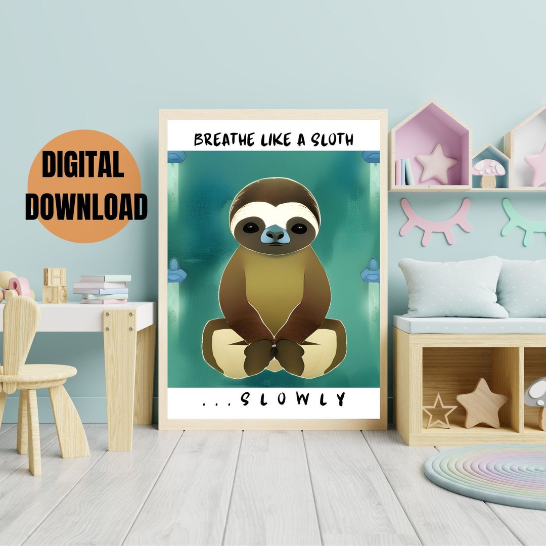 Digital Download: Mindfulness Poster for Kids Cute Meditating Sloth ...