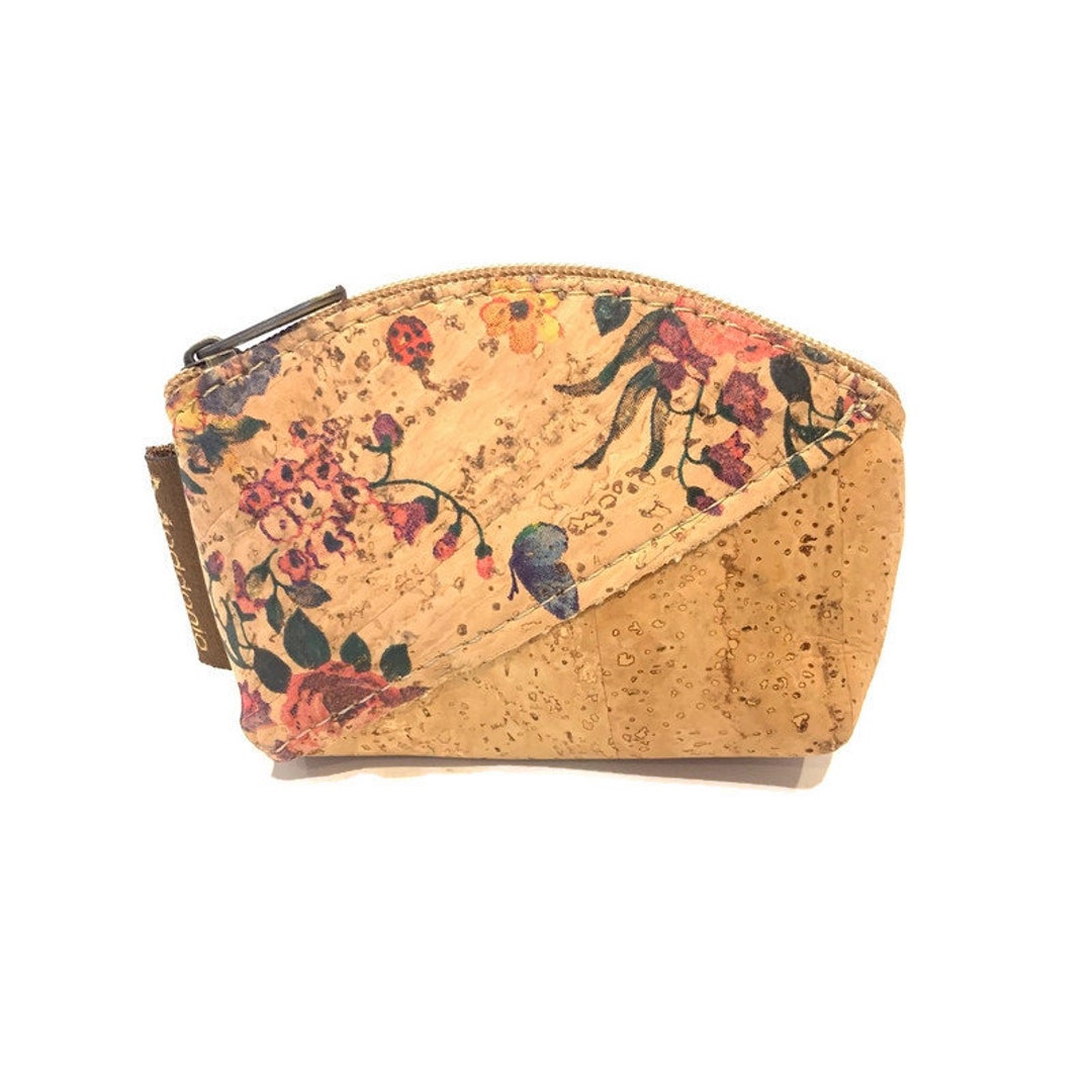 Handmade Floral Cork Coin Purse: Vegan Zip Pouch - Etsy UK
