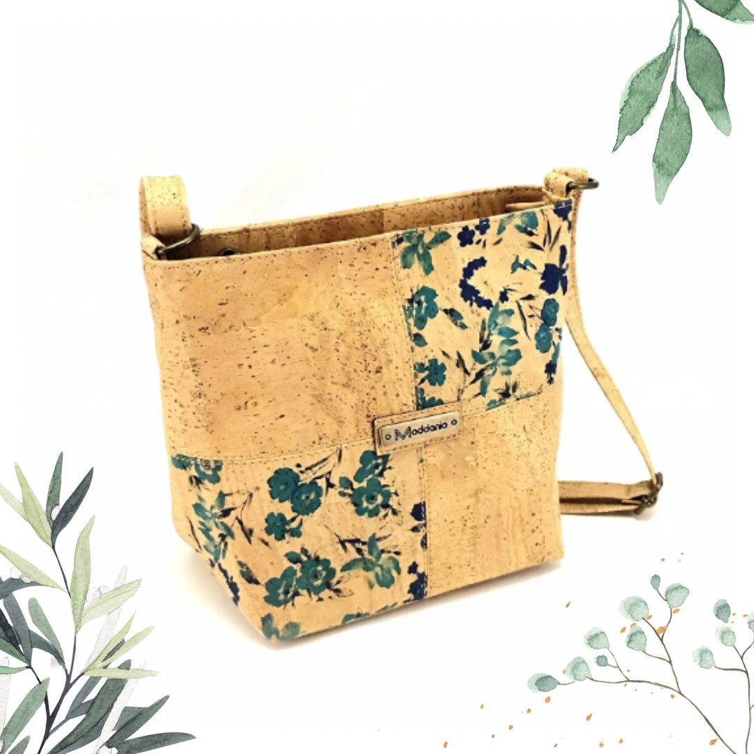 Eco-friendly Cork Crossbody Bag: Floral Vegan Purse - Etsy