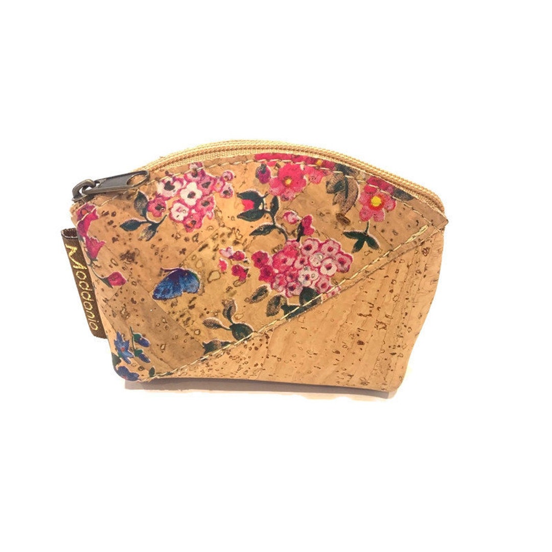 Floral Cork Coin Purse: Eco-friendly Vegan Zip Pouch - Etsy UK