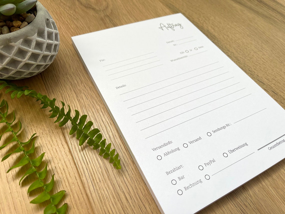 Din A5 Application Block in Portrait Format With 50 Sheets on - Etsy