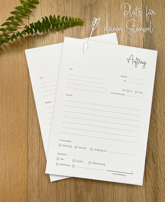 Din A5 Application Block in Portrait Format With 50 Sheets on - Etsy