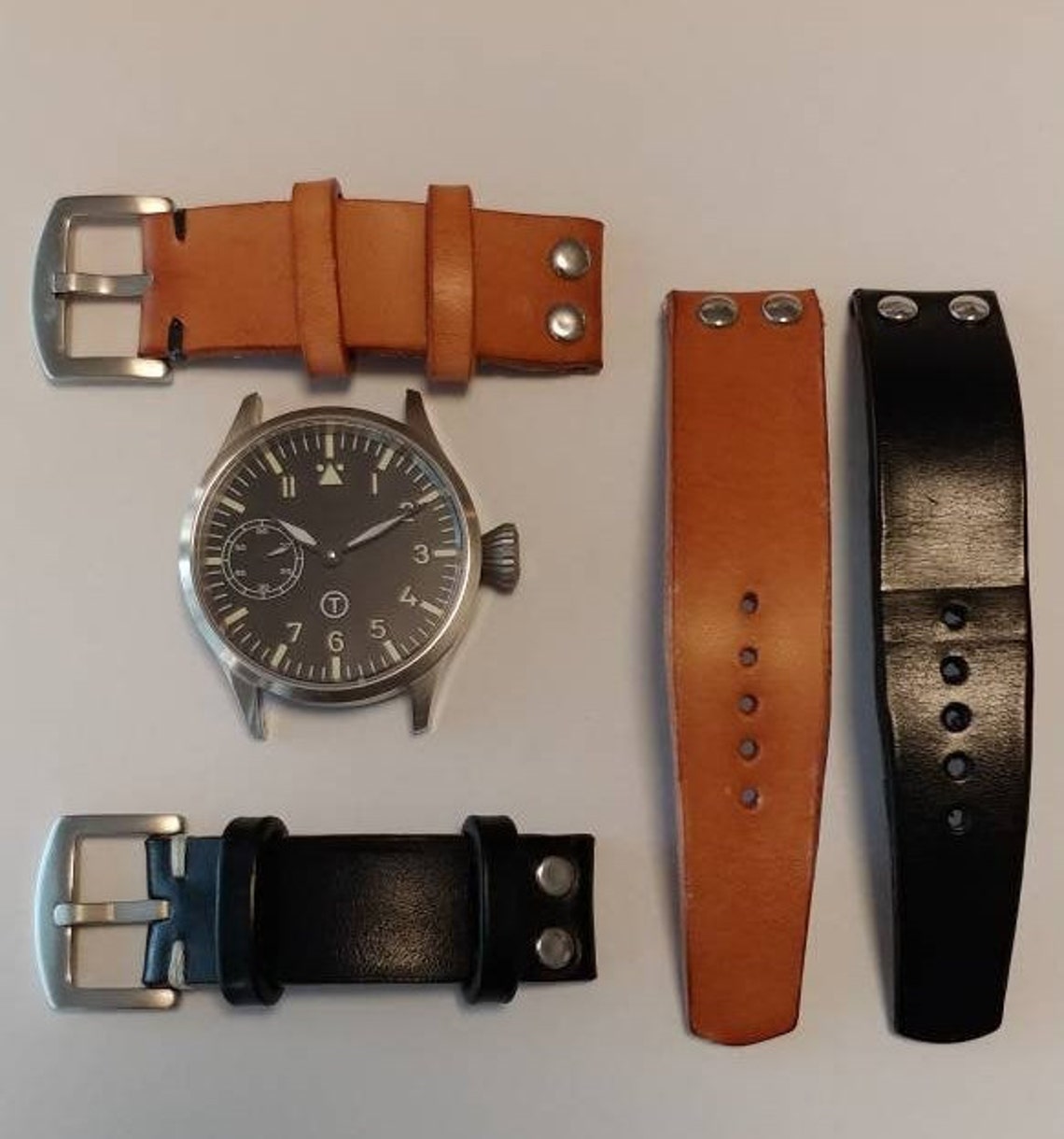Flieger Pilot Watch Style Hand Crafted Watch Strap 20mm/22mm Natural ...