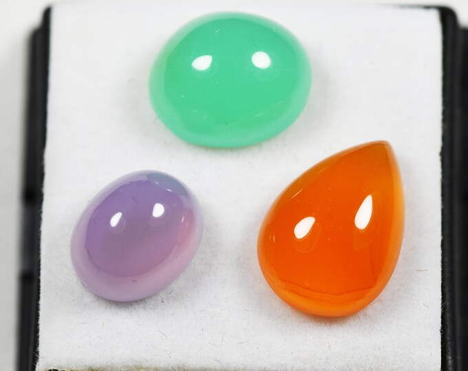 AAA Holly Blue, Chrysoprase, Orange Chalcedony, Designer Cabochon Set ...
